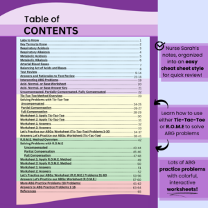 ABG Interpretation Notes, Mnemonics, and Workbook by Nurse Sarah